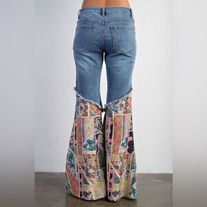easel | Jeans | Easel Boho Printed Denim Flares | Poshmark